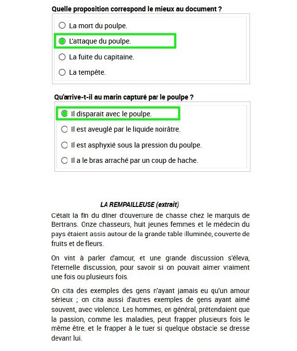 Evaluations Nationales 2nde - Corrections - Compréhension de l'écrit